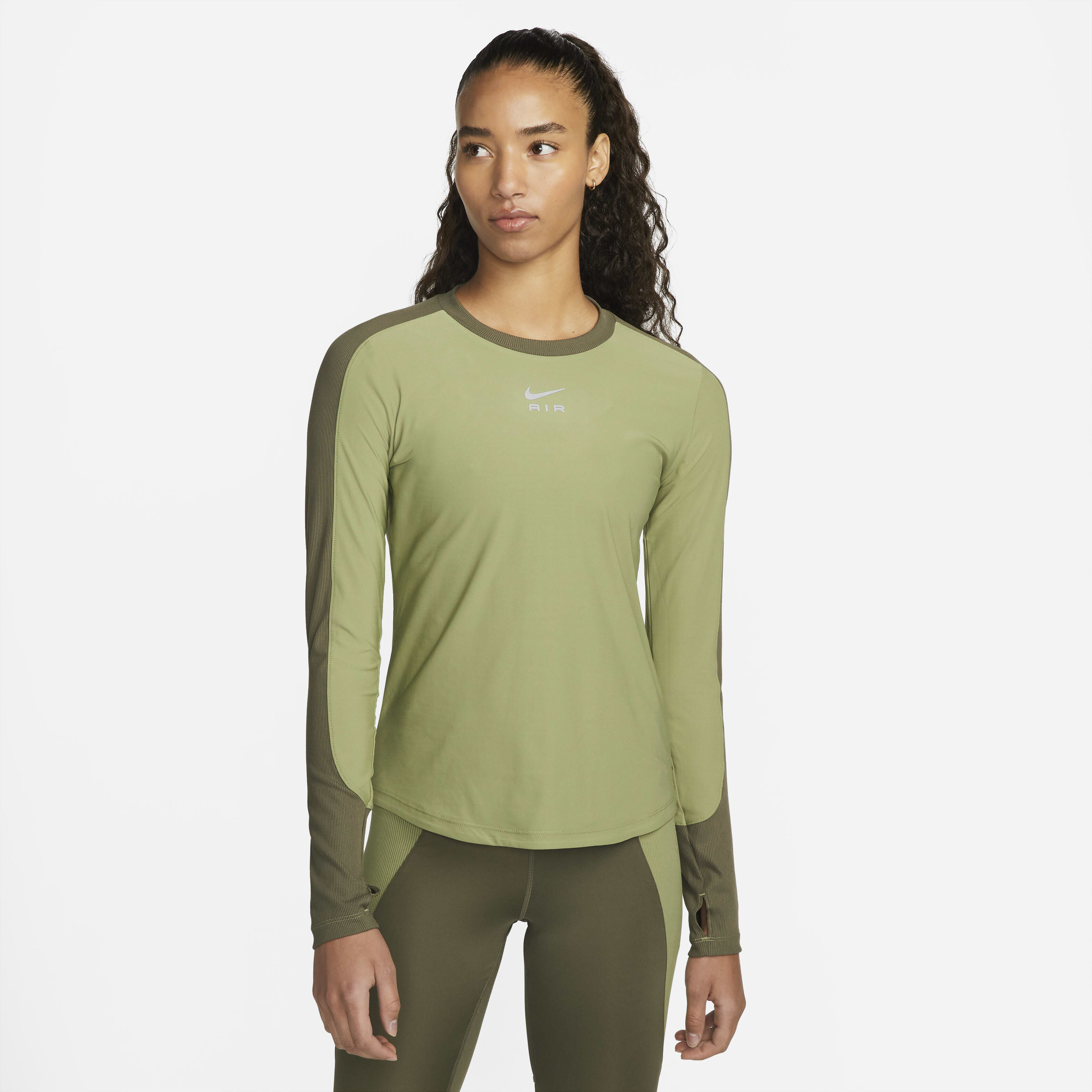 Buy Nike Air Dri-FIT Women's Long-Sleeve Running Top - Alligator/Medium Olive | Nike Kuwait Official