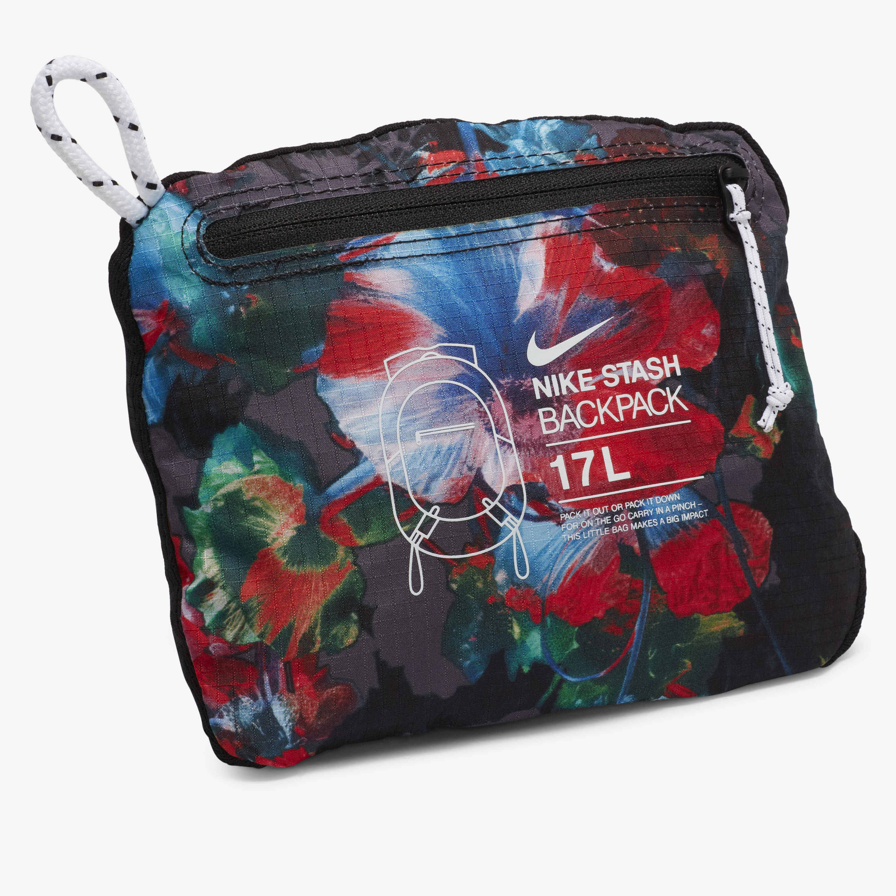 Buy Nike Printed Stash Backpack (17L) - Black/Black/White | Nike Kuwait ...