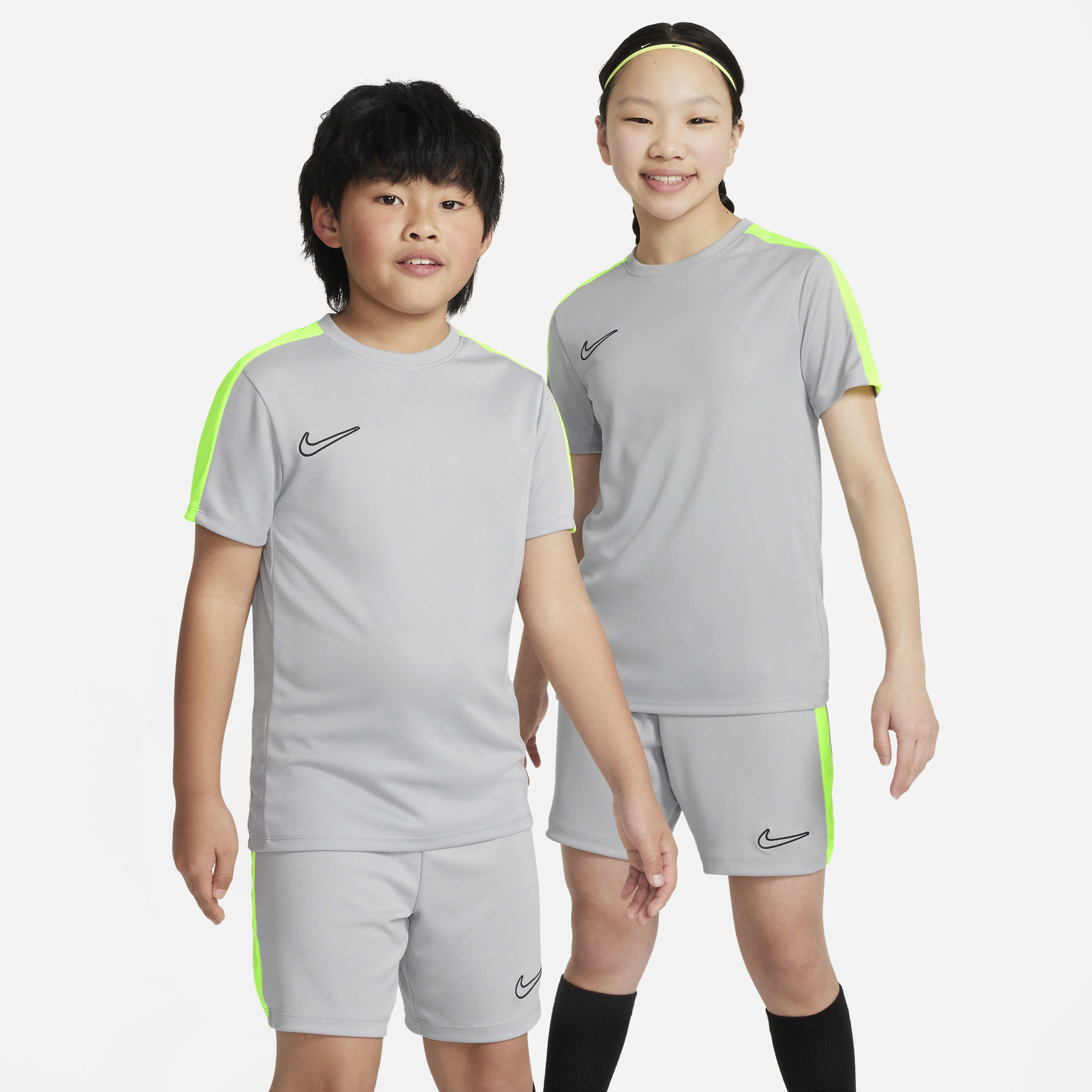 Buy Nike Dri-FIT Academy Kids' Football Top - Flat Silver/Volt/Black ...