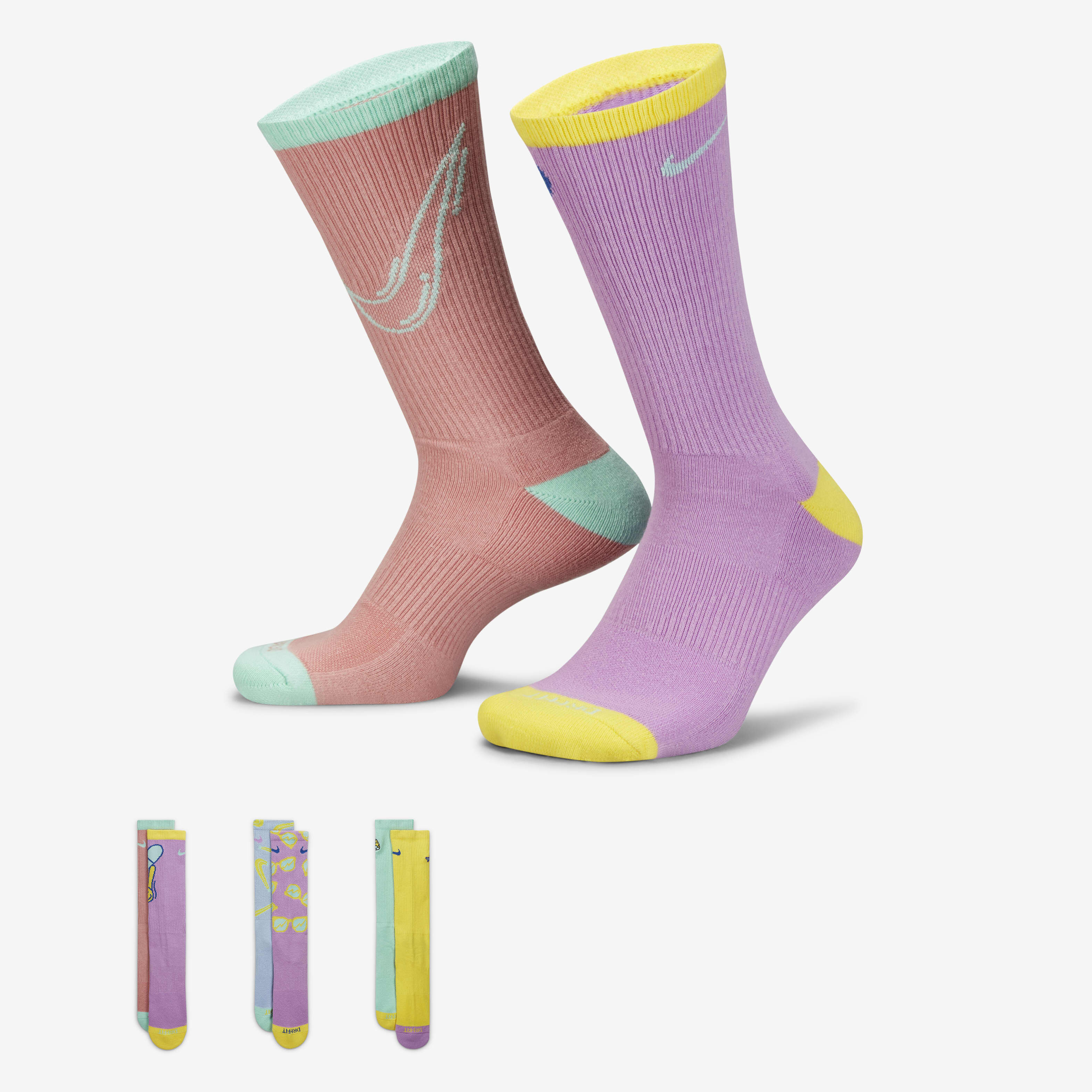 Buy Nike Everyday Cushioned Crew Socks (3 Pairs) - Multi-Colour | Nike ...