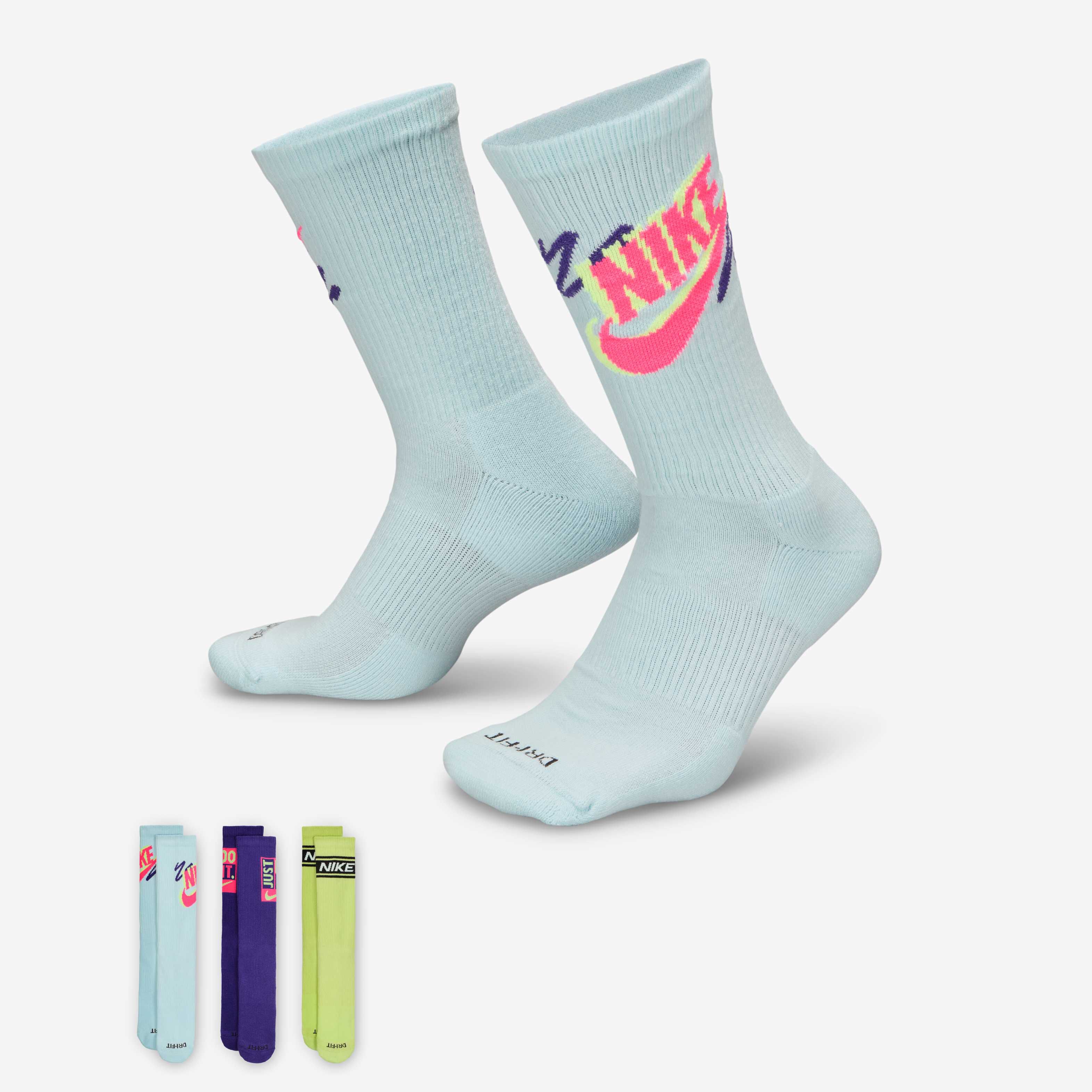 Buy Nike Everyday Plus Crew Socks (3 Pairs) - Multi-Colour | Nike ...