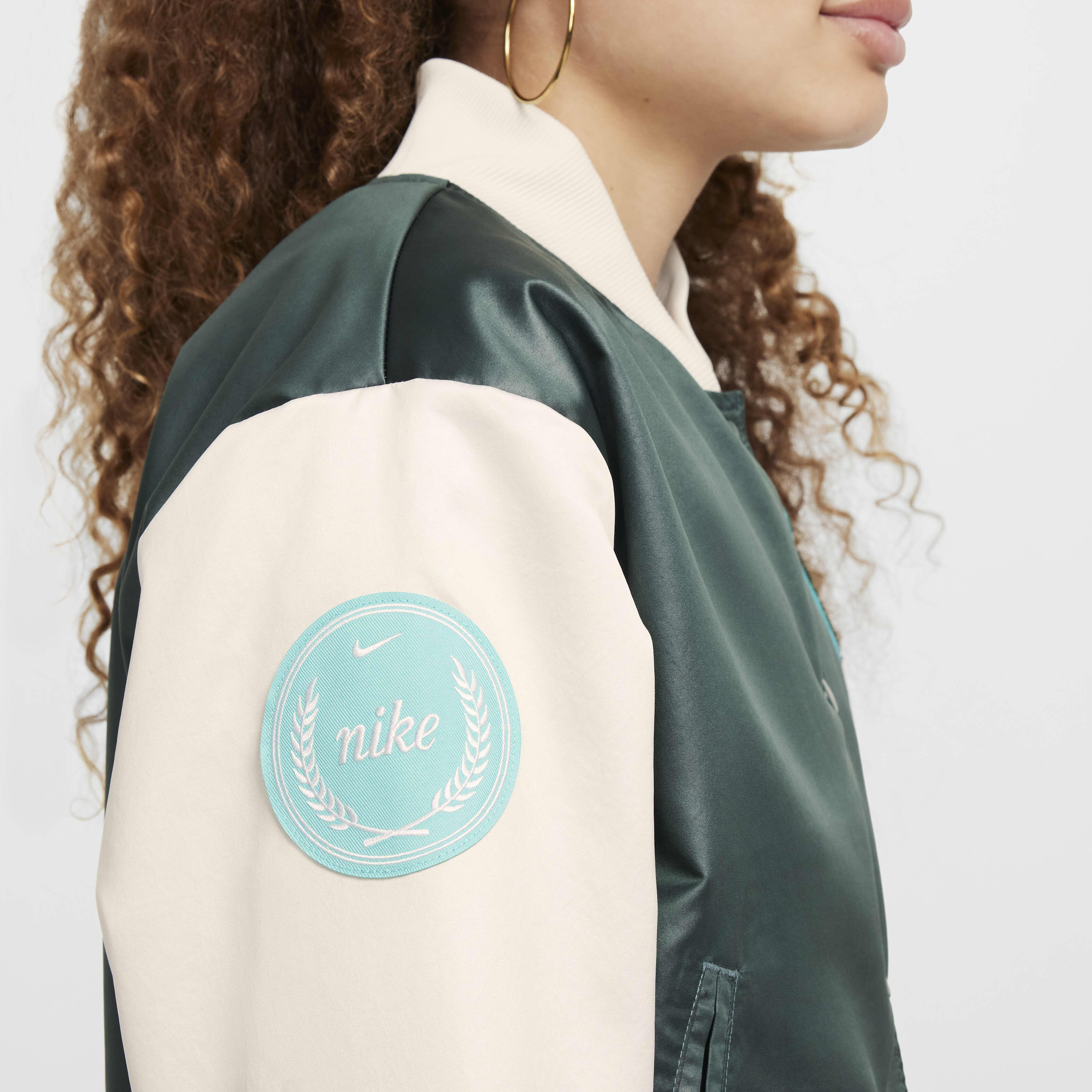 Buy Nike Sportswear Girls' Varsity Jacket - Vintage Green/Light Bone ...