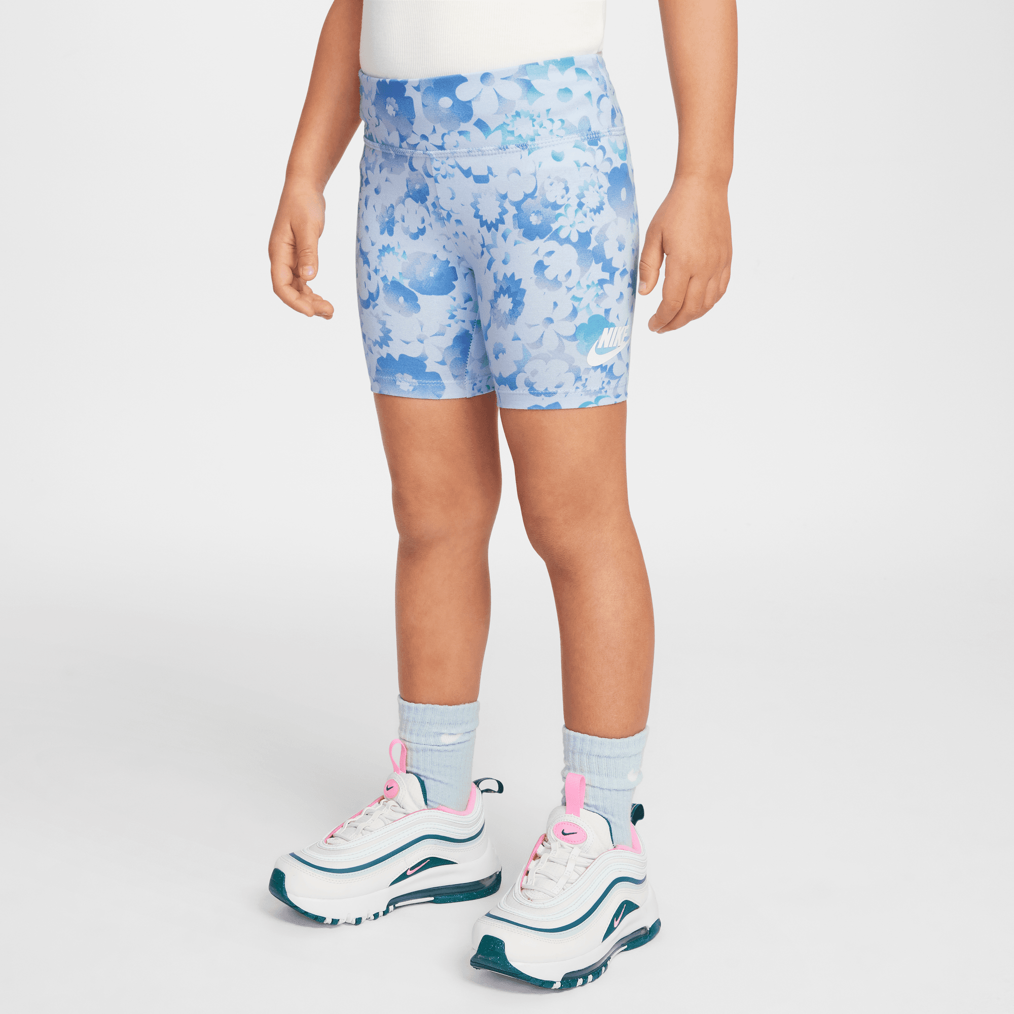 Buy Nike Flow-Ral Little Kids' Printed Bike Shorts - Blue Tint @ Nike Kuwait