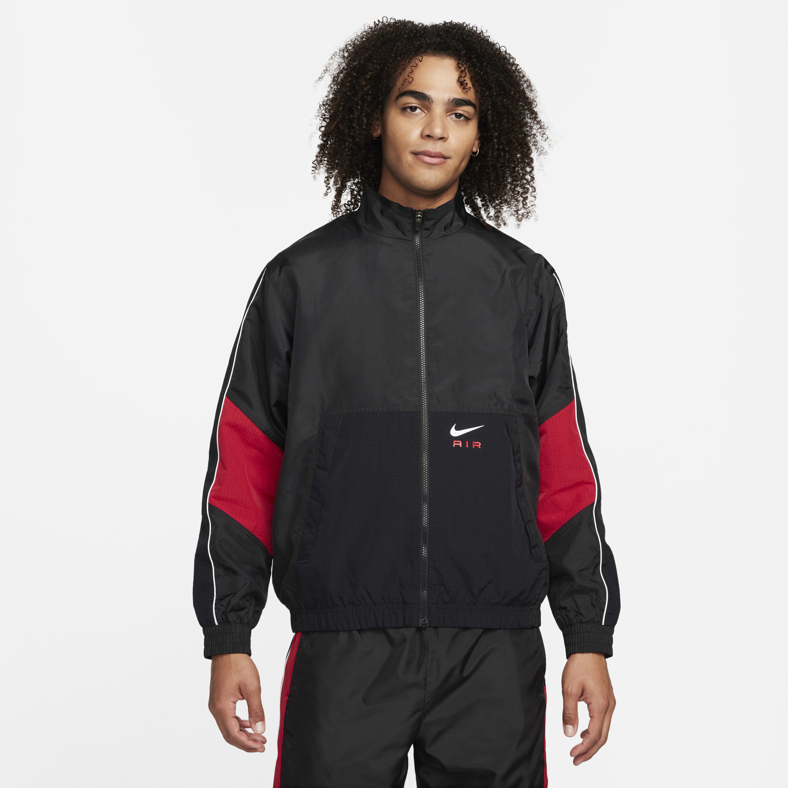 Buy Nike Air Men s Woven Tracksuit Jacket Black University Red Nike Kuwait Official